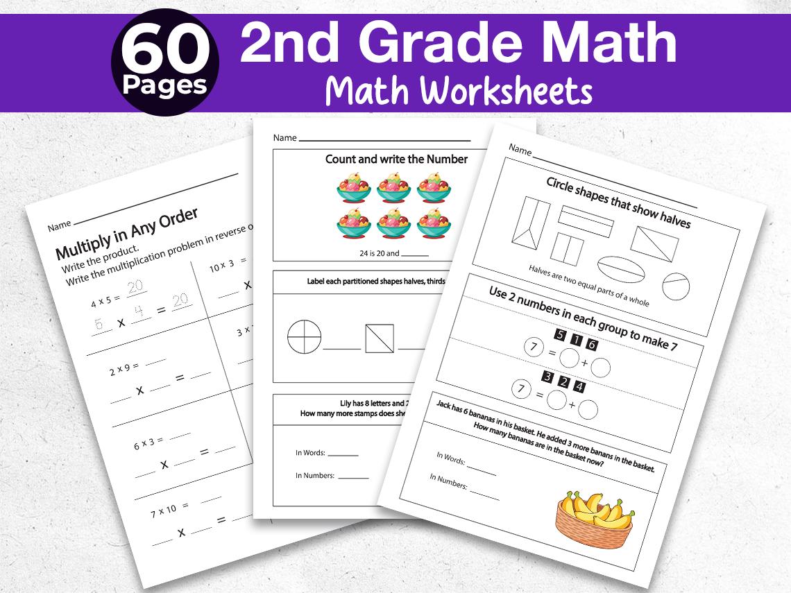 Math 2nd Grade Worksheets 60 Page | Summer Workbook for Kids | Summer ...