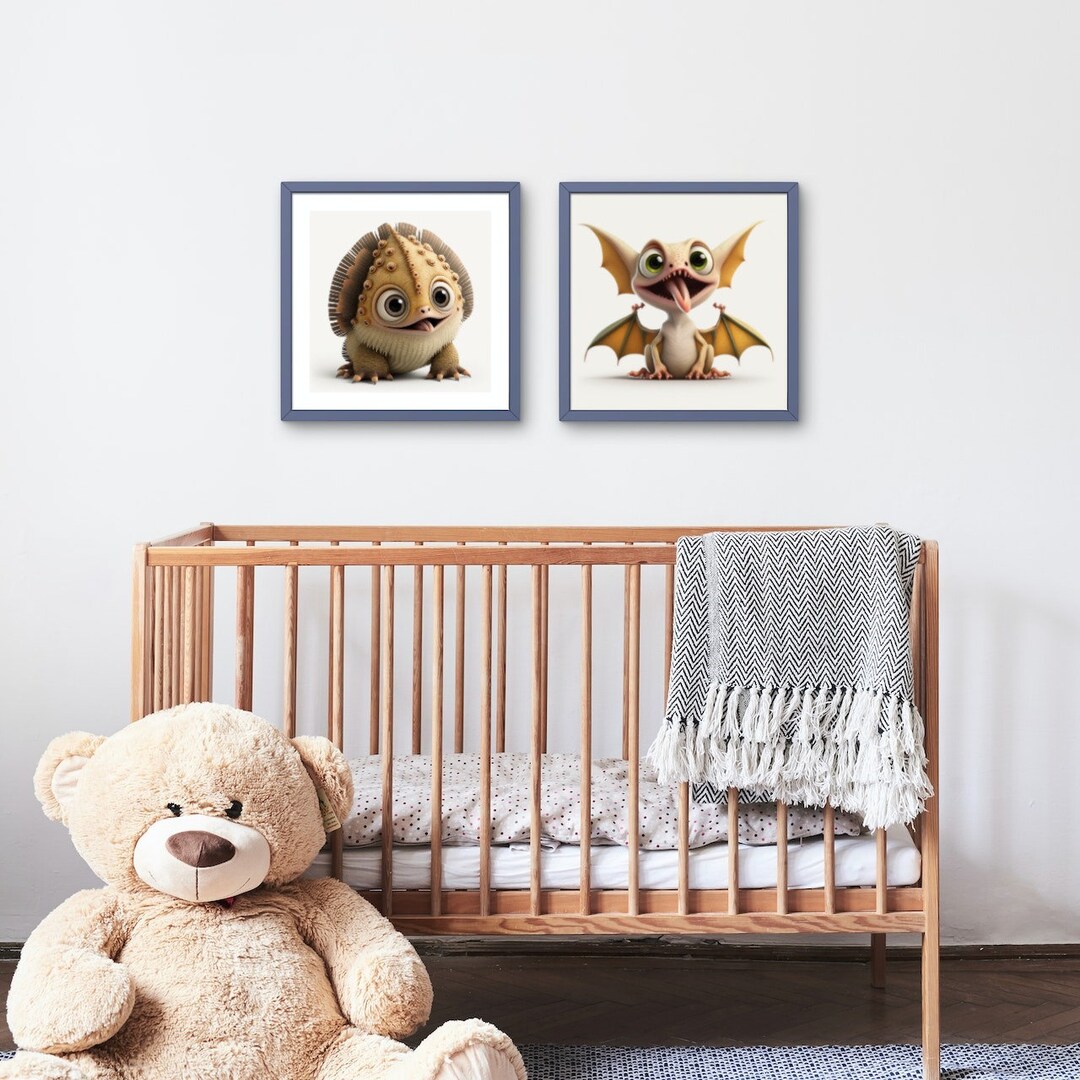 Set of 8 Adorable Baby Dinosaur Digital Art Prints - Perfect for ...