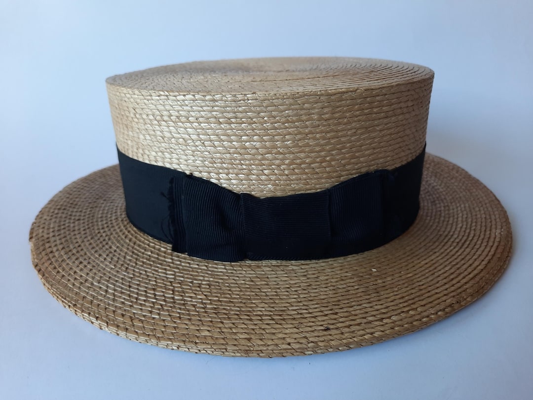 Antique Men's Boater Hat -LONDON L.SKRIWANEK Austria Graz - Size 54/55 ...