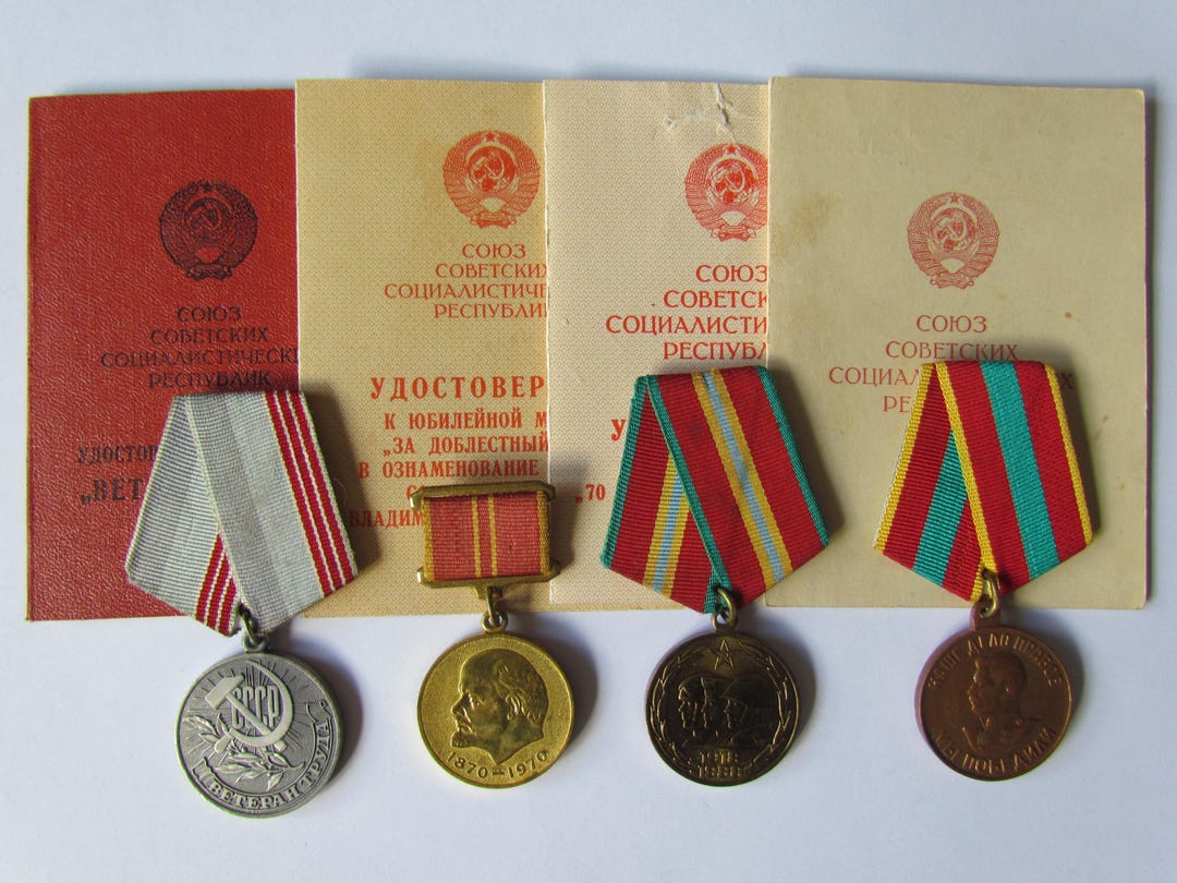 USSR - Set of Medals With Documents - Etsy