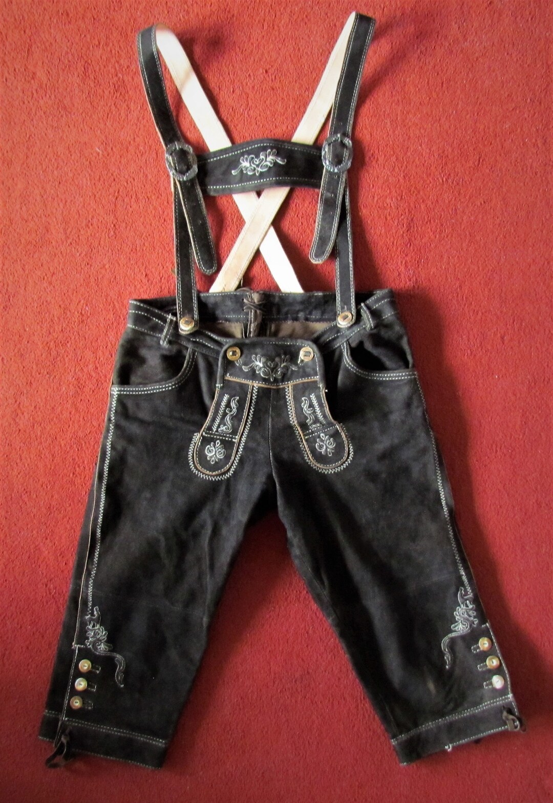 Vintage, Austrian Traditional Leather Pants, Volume at the Waist 85 Cm ...
