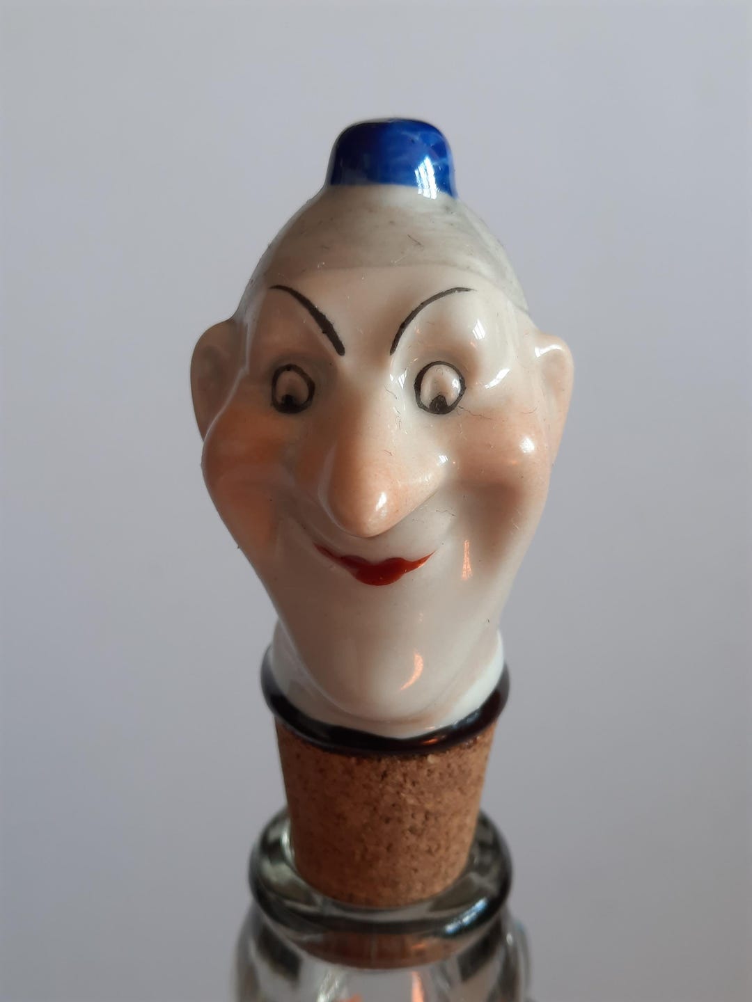 Vintage German Porcelain Bottle Cap - Figure Schnapps Nose Pourer Man ...