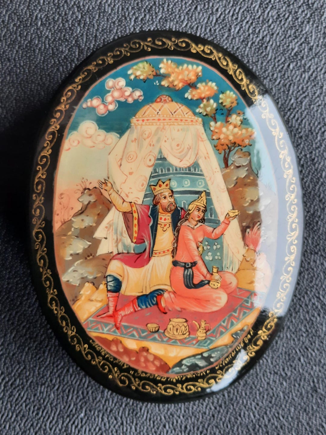 Vintage Russian Wooden Lacquered Box - Hand Painted - Etsy