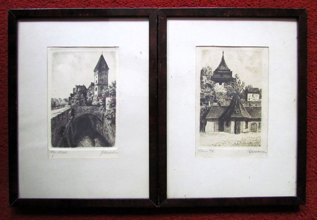 Vintage Pair of Lithographs Framed 22*16.5 Cm. ARCHITECTURE - Etsy
