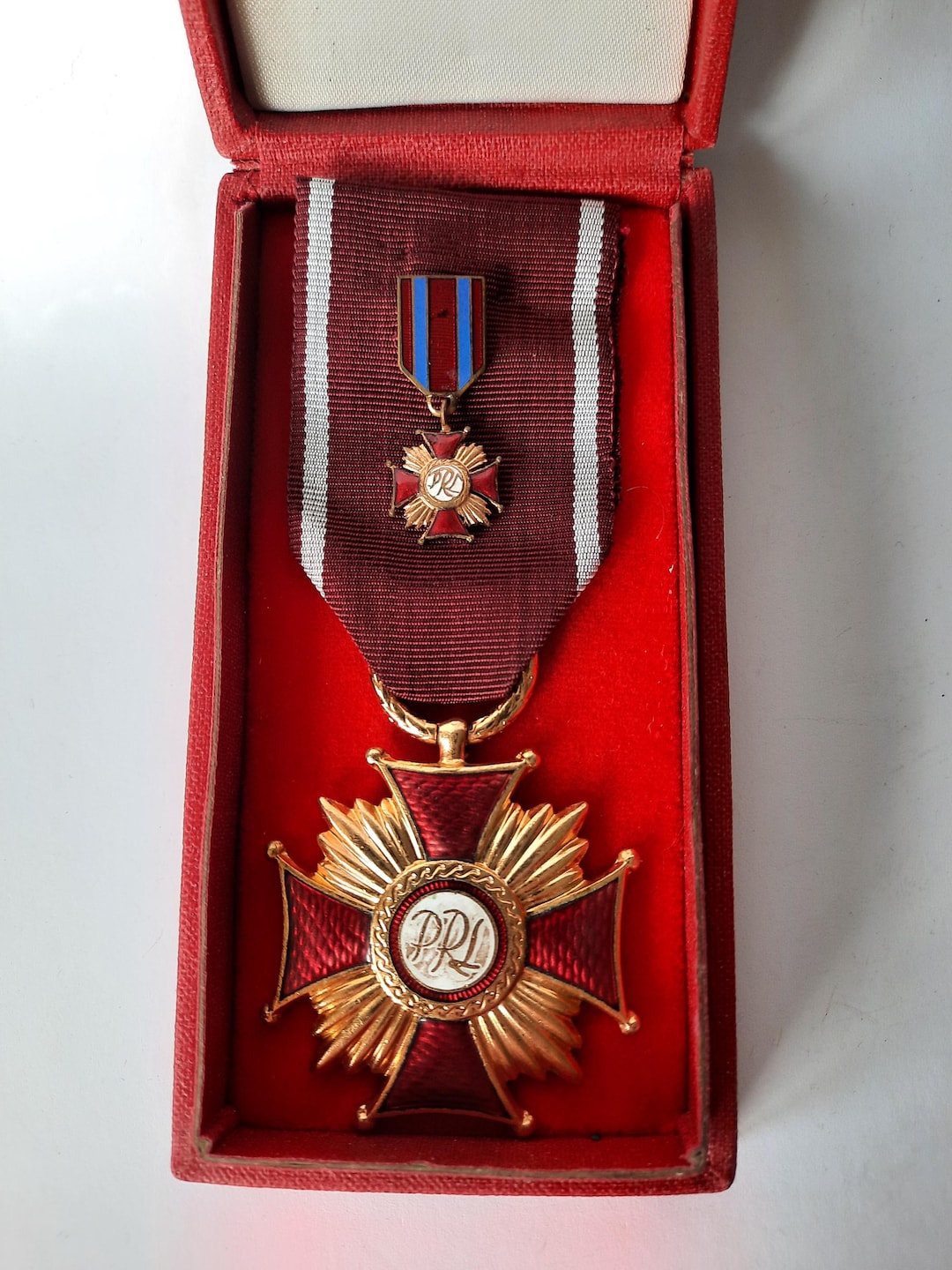 Poland - Gold First Class Cross of Merit + Miniature in Case - PRL ...