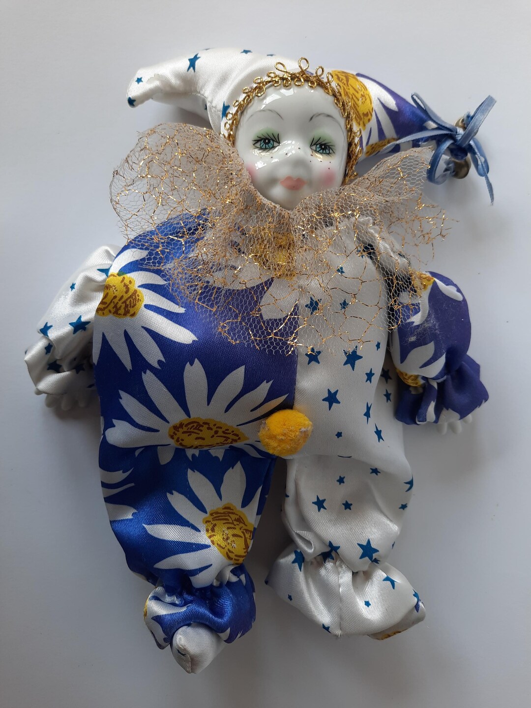 Vintage Italian Venetian Doll = Harlequin - Porcelain Head and Hands - Etsy