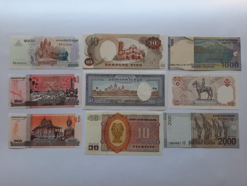 Set of Asian Banknotes - Etsy