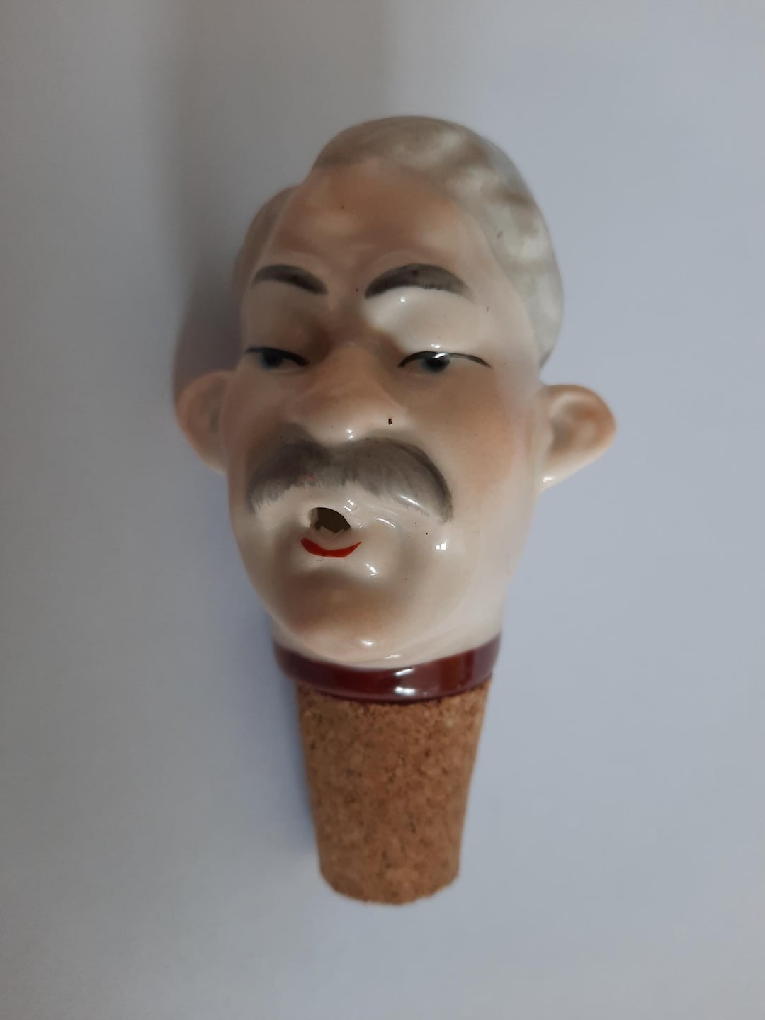 Vintage German Porcelain Bottle Cap - Figure Schnapps Nose Pourer Man ...