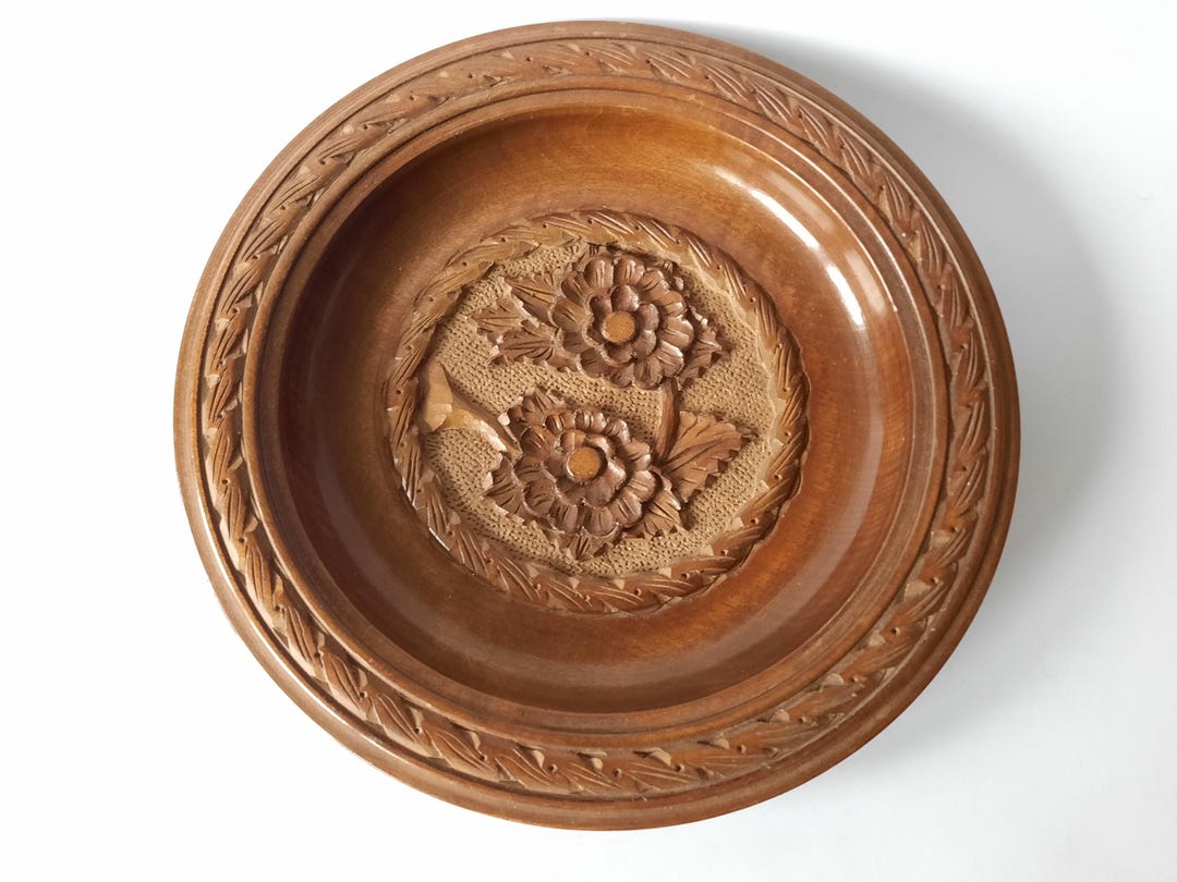 Vintage German Wooden Plate - Handmade - Etsy