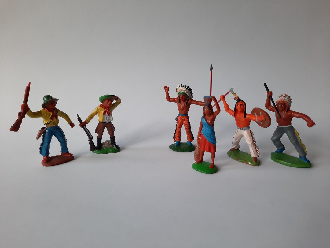 Set of 6 Vintage Rubber Toy Indians Made in GDR - Etsy