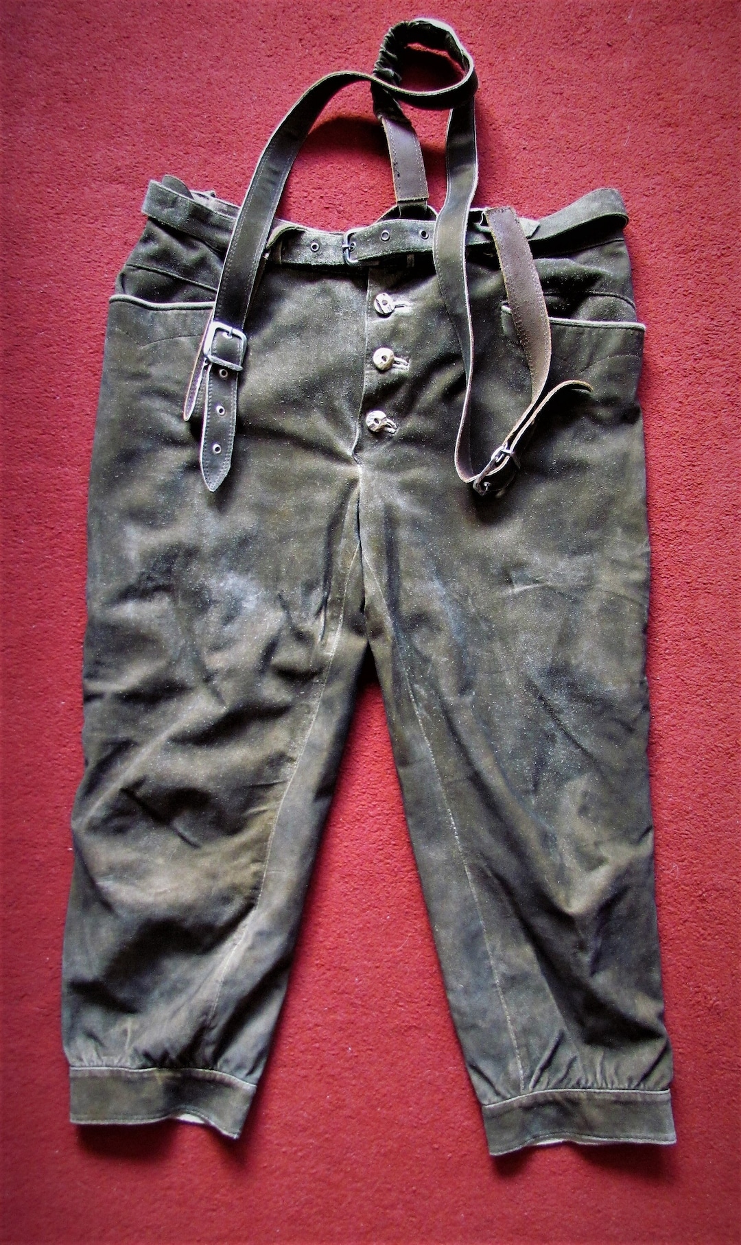 Vintage, Austrian Traditional Leather Pants, Volume at the Waist 104 Cm ...