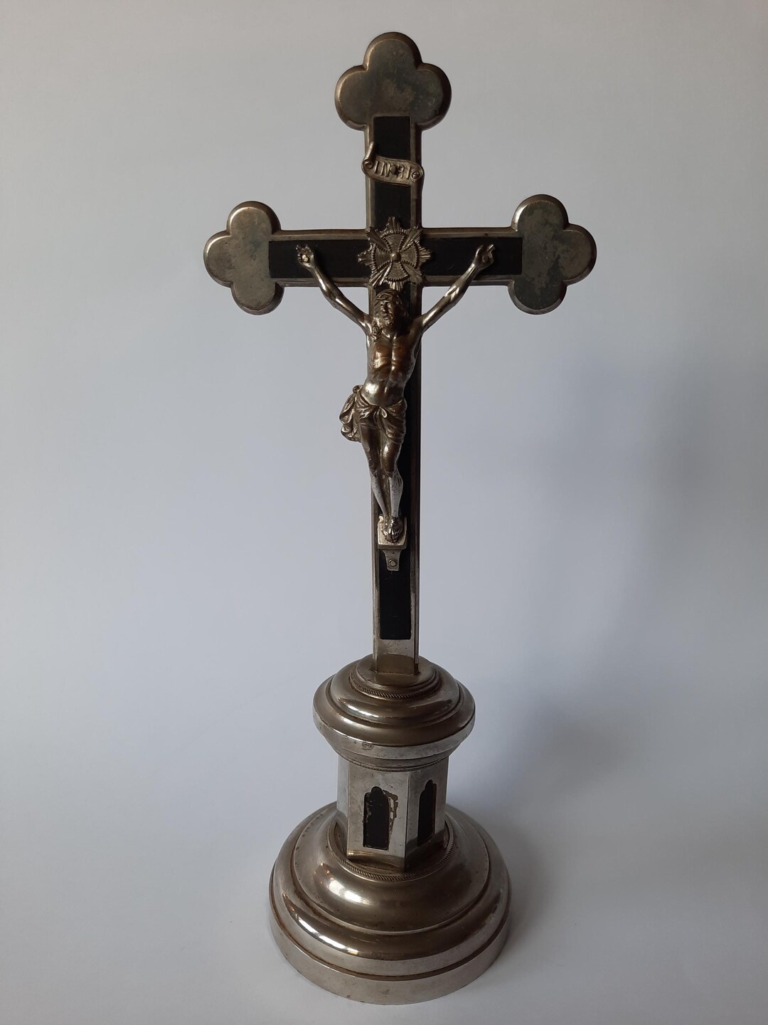 Vintage German Metal Tabletop Crucifix - Etsy