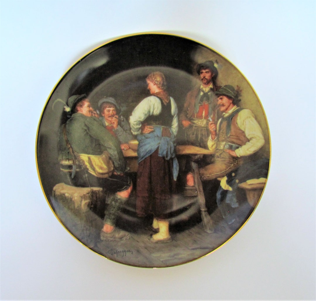 Porcelain Plate Wilderer in Der Cennhutte LILIEN PORZELLAN AUSTRIA 19.5 ...