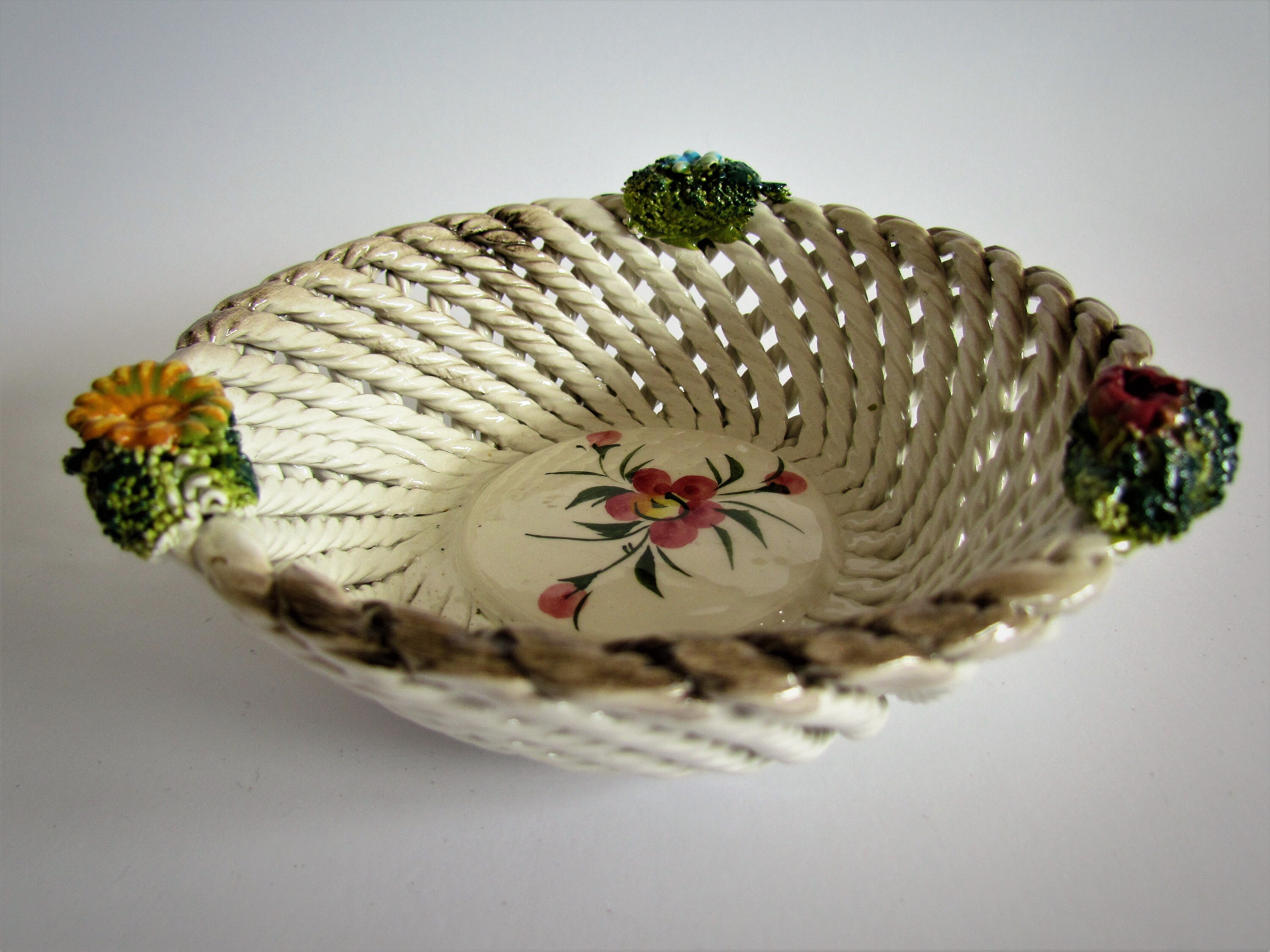Capodimonte Italy Porcelain Art Wicker Plate Decorated With Flowers - Etsy