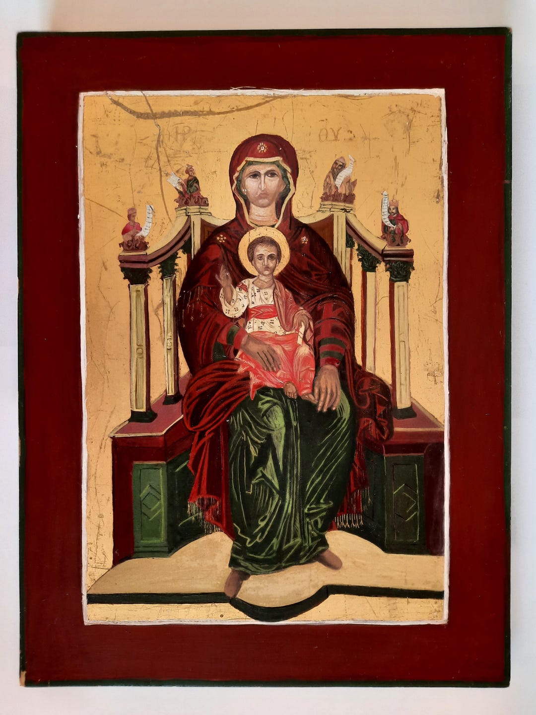 Orthodox Icon of the Holy Mother of God on the Throne-paints on Wood - Etsy