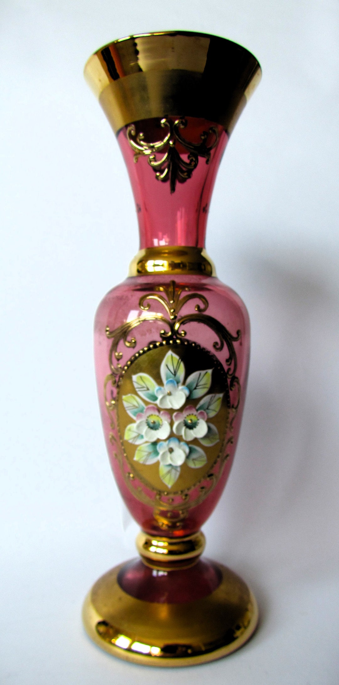 Vintage Glass Vase Enamel. Hand Painted - Etsy Australia