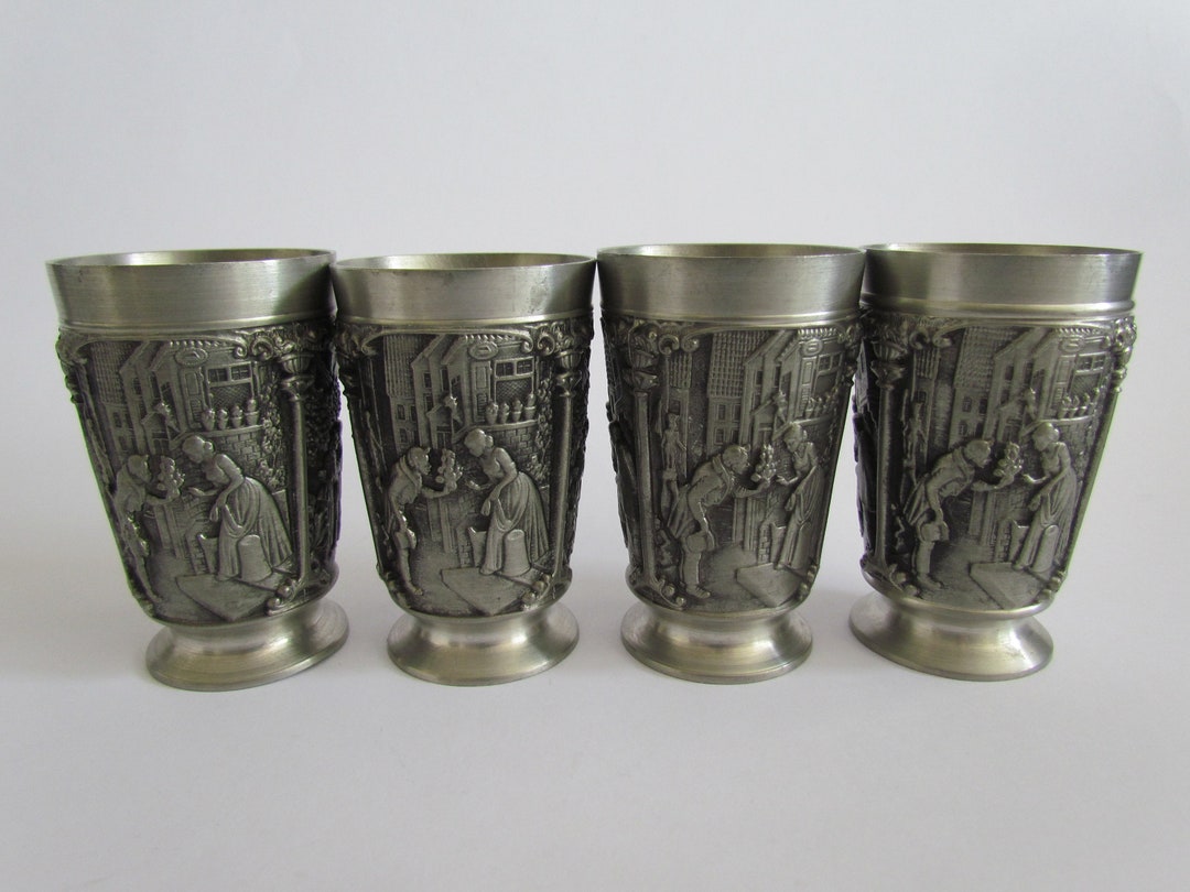 Vintage Pewter Glasses Germany Set of 4*120 Ml. - Etsy