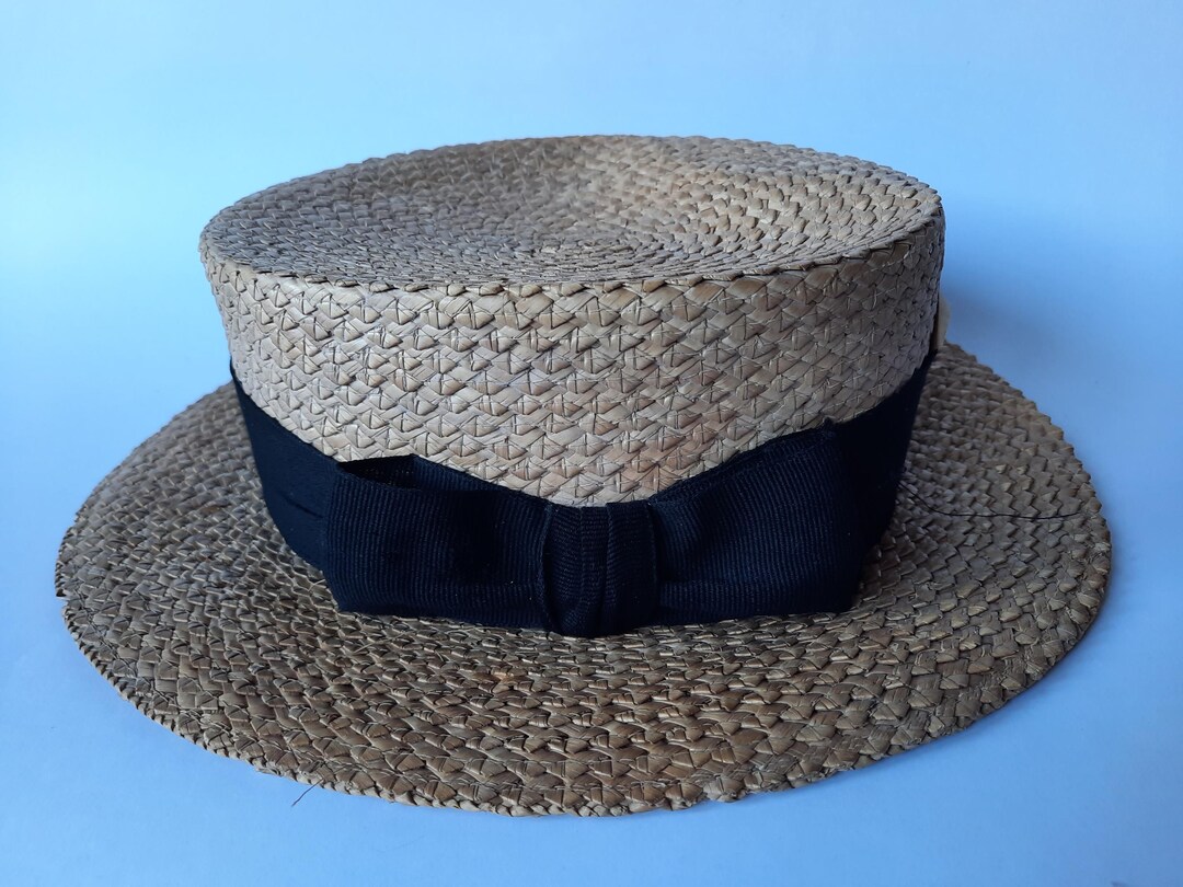 Antique Men's Boater Hat - IDEAL - Size 53/54 - Etsy