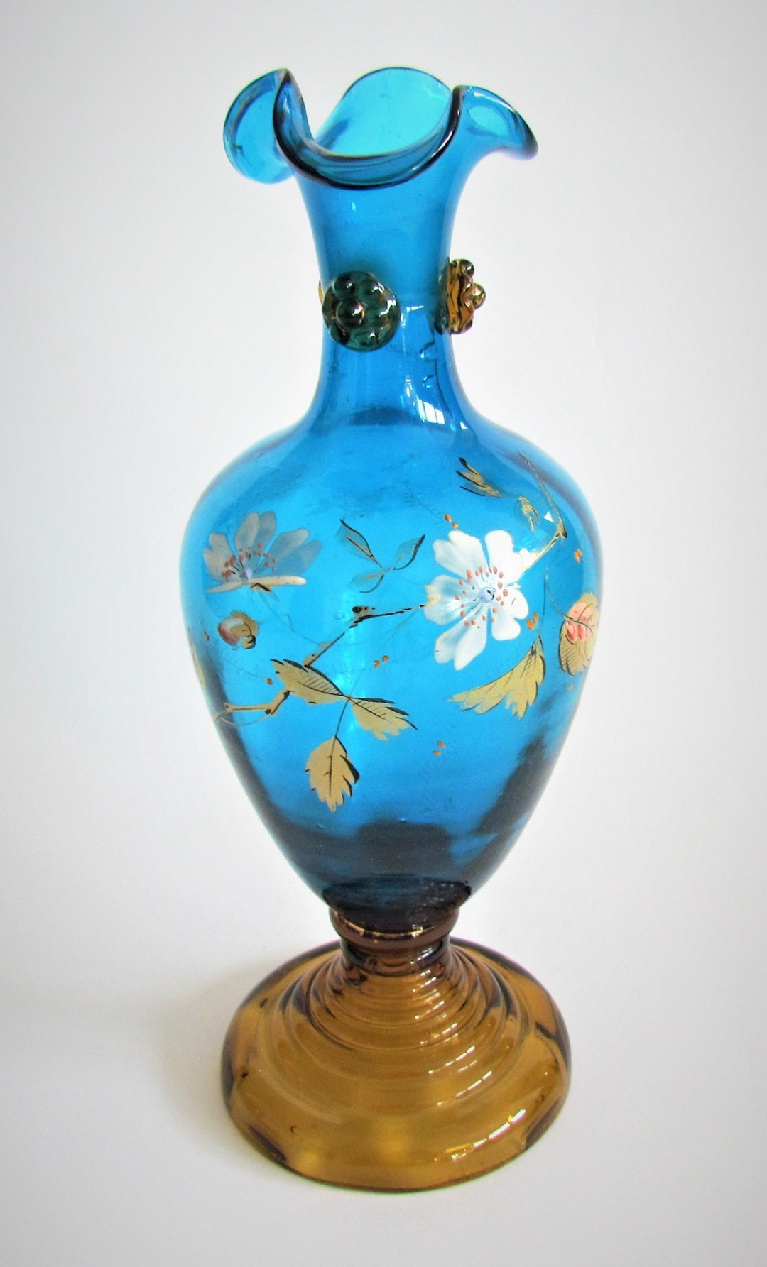 Antique Glass Vase, Early 20 Th Century-hand Painted Enamel-jugendstil ...
