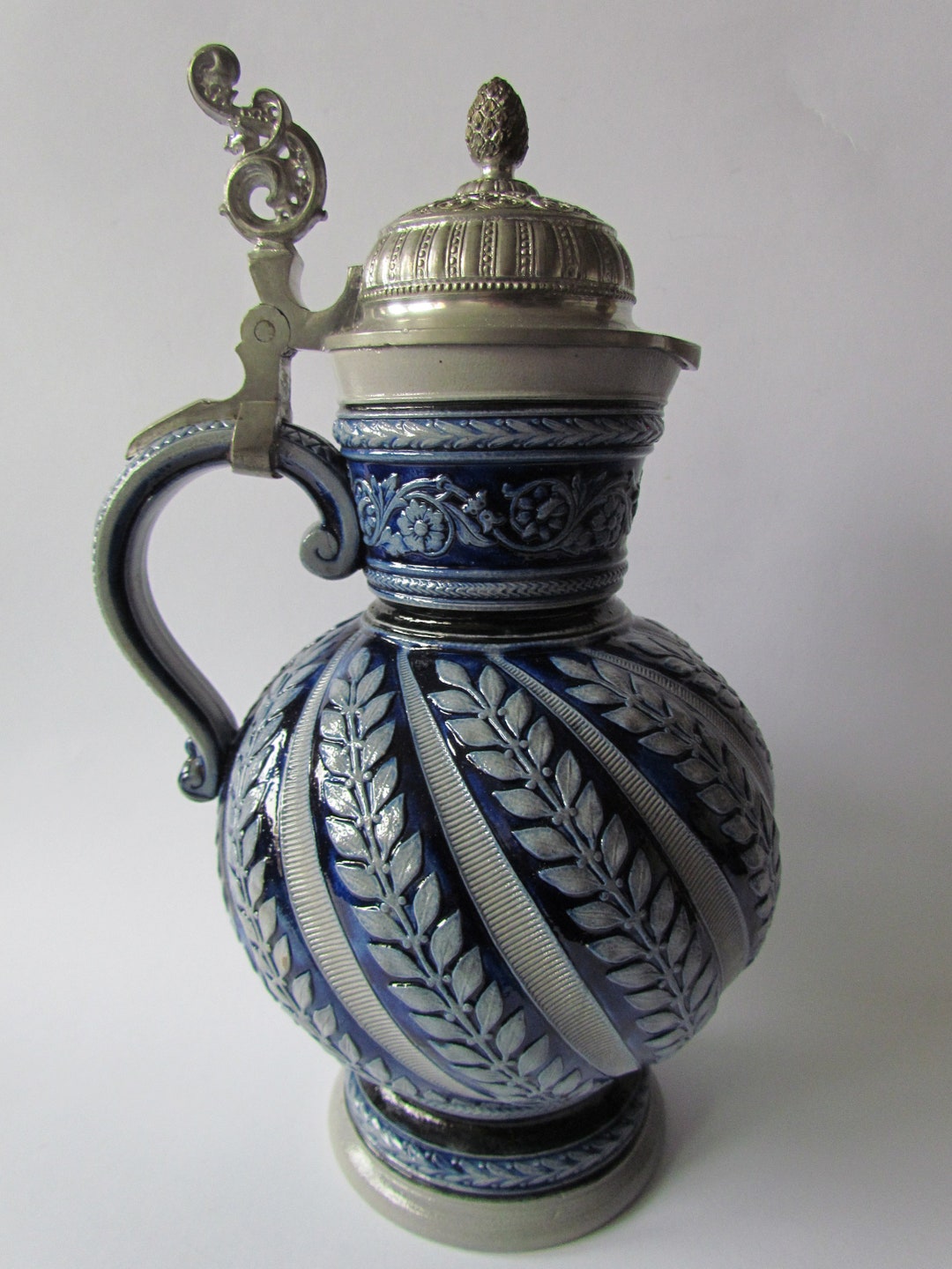 Vintage German Ceramic Jug 1.6 l With Tin Lid, H-30 Cm - Etsy