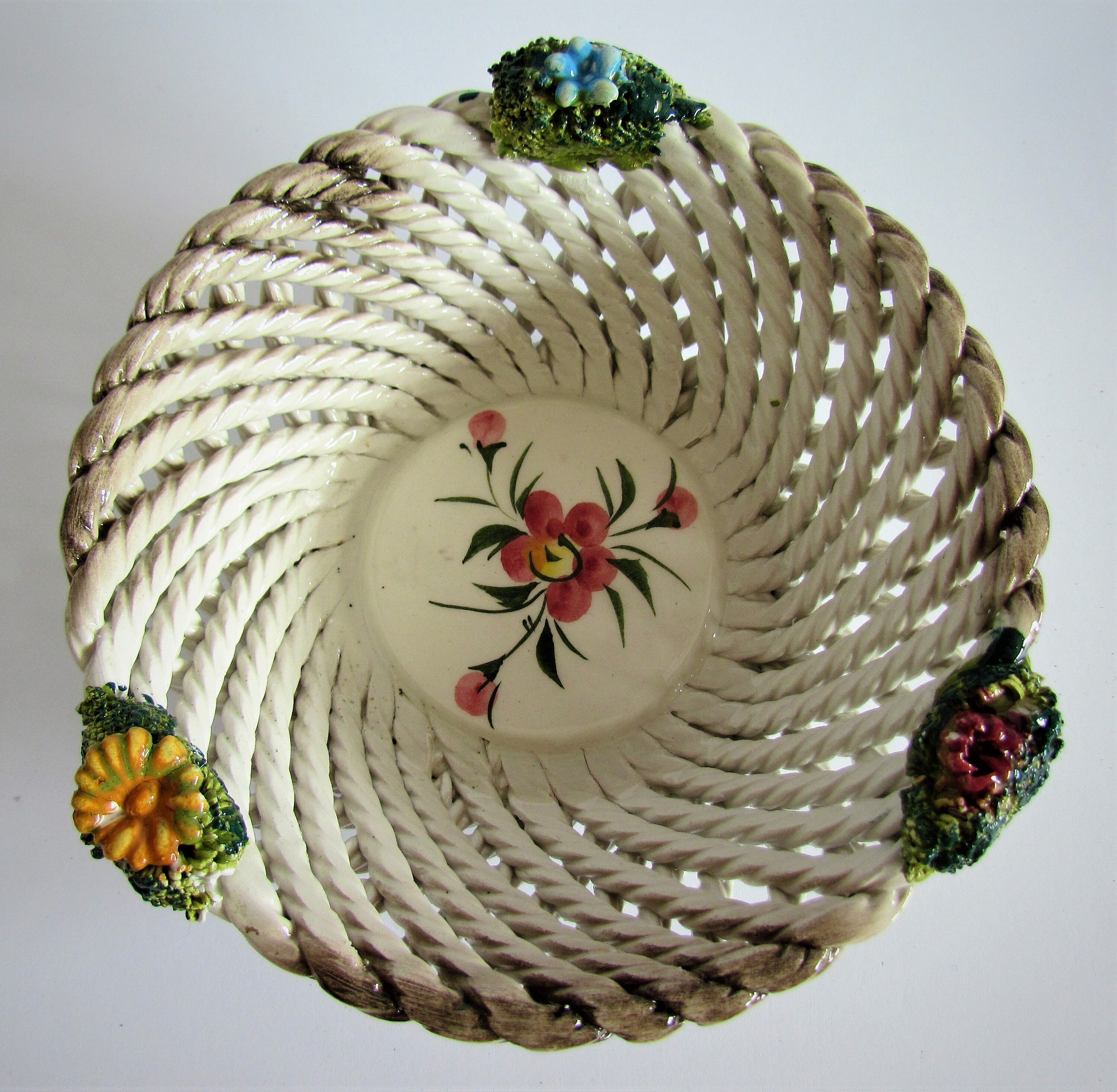 Capodimonte Italy Porcelain Art Wicker Plate Decorated With Flowers - Etsy