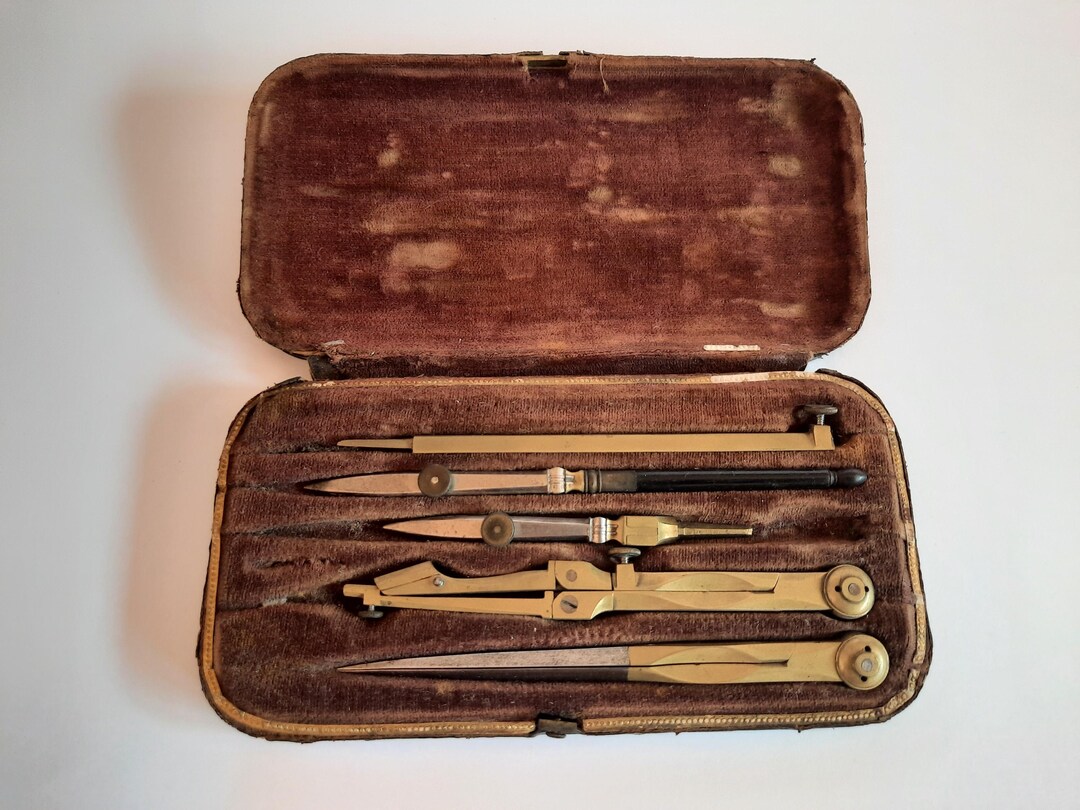 Antique Technical Drawing Tool Set, 5 Pcs. in a Case - Etsy