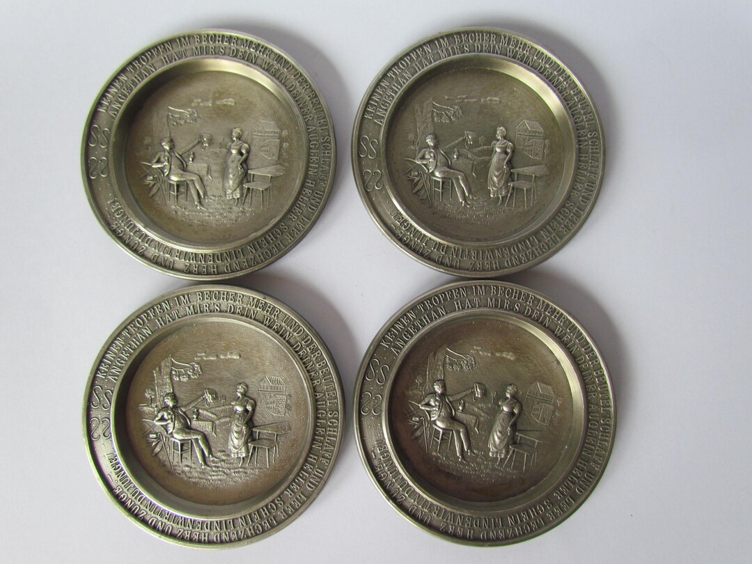 Set of Decorative Pewter Plates - Etsy