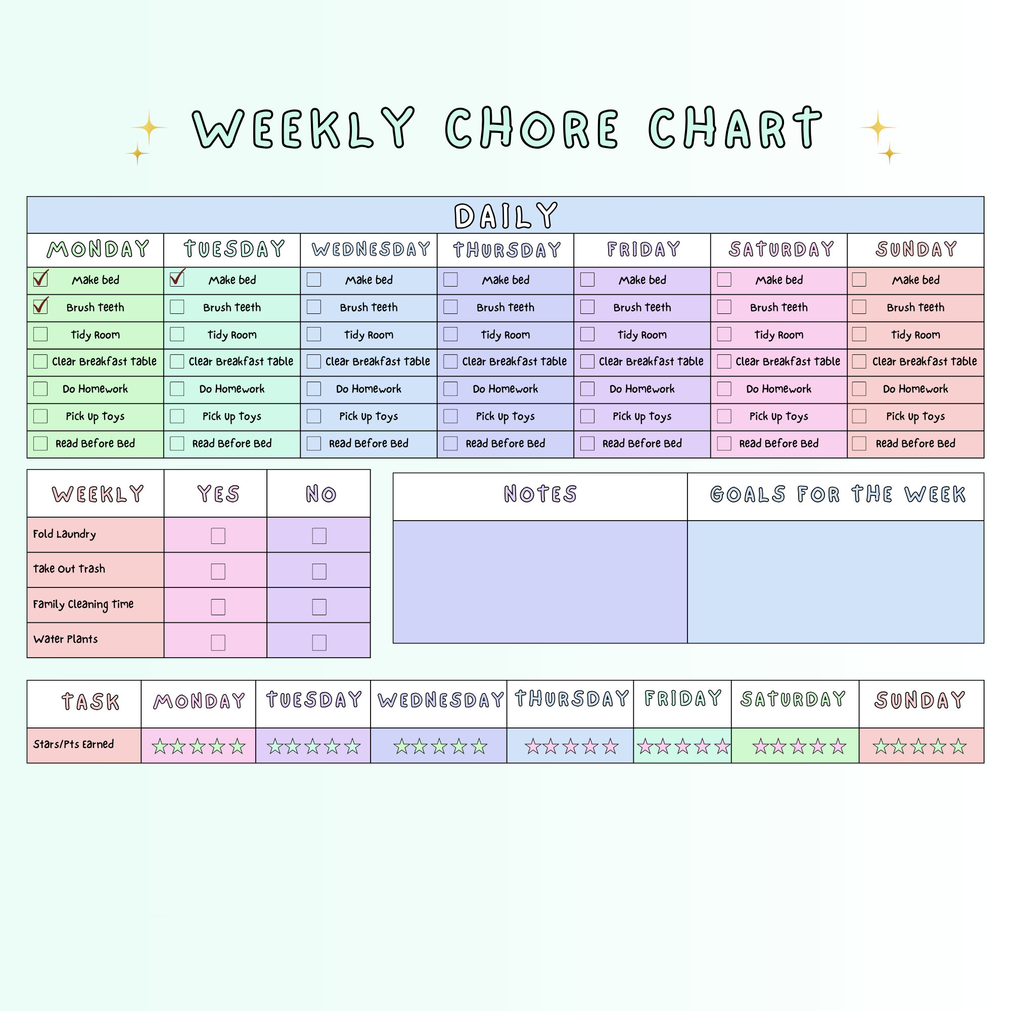 Editable Kids Chore Charts Editable Routine Chore Chart Toddler Weekly ...