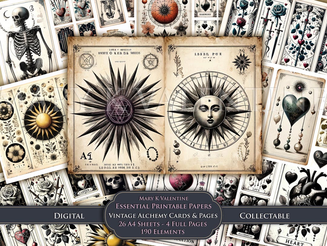 Vintage Alchemy Cards & Ephemera: Skulls, Roses (digital Printable) - Etsy