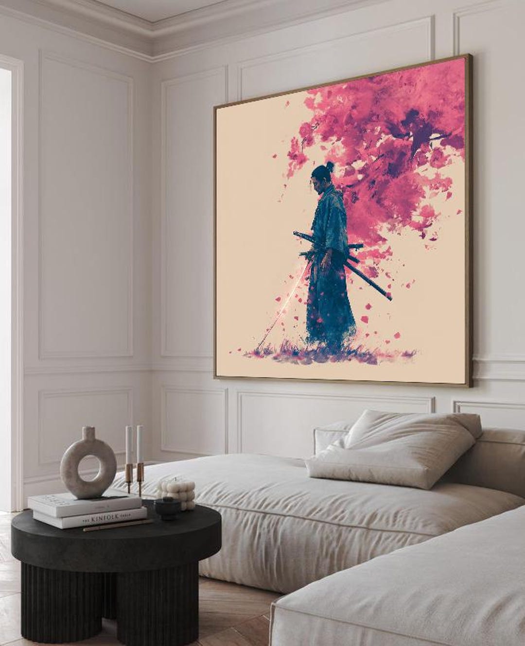 Stoic Samurai Print, Cherry Blossom Art, Japanese Warrior Poster ...