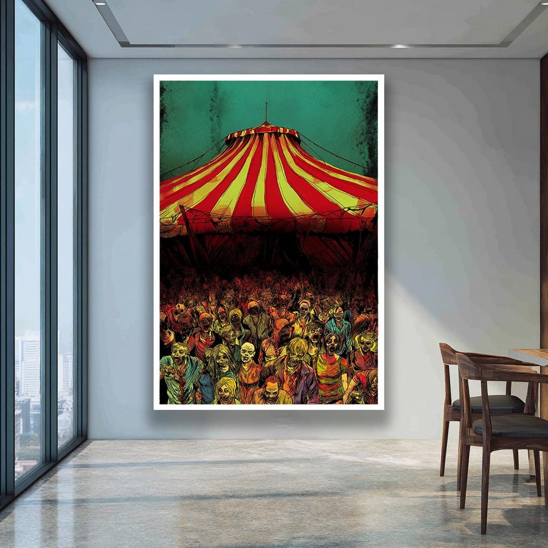 Creepy Zombie Circus Art Print, Horror Carnival Wall Decor, Scary ...