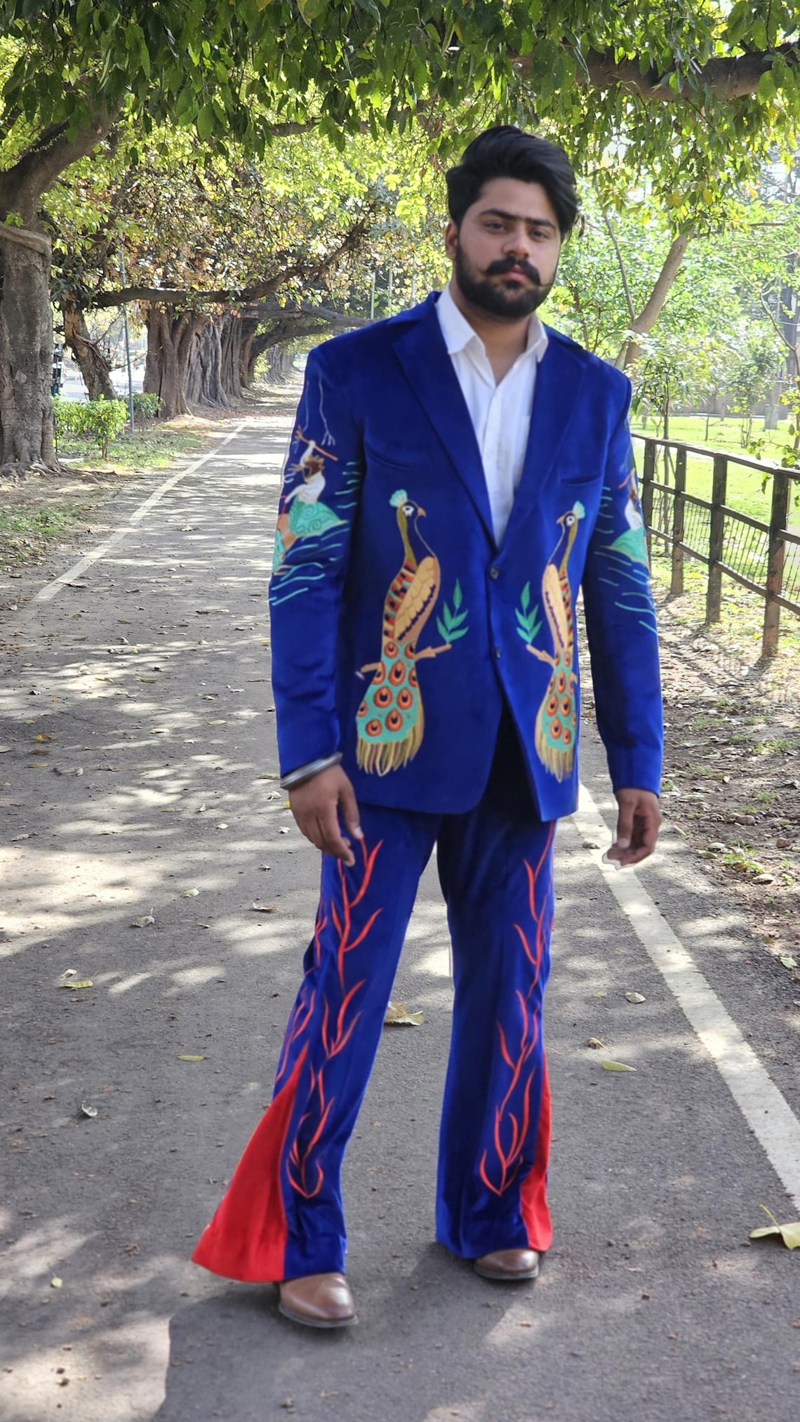 0054 Men Custom Made Royal Blue Velvet 2pc Suit Country Western Hand ...