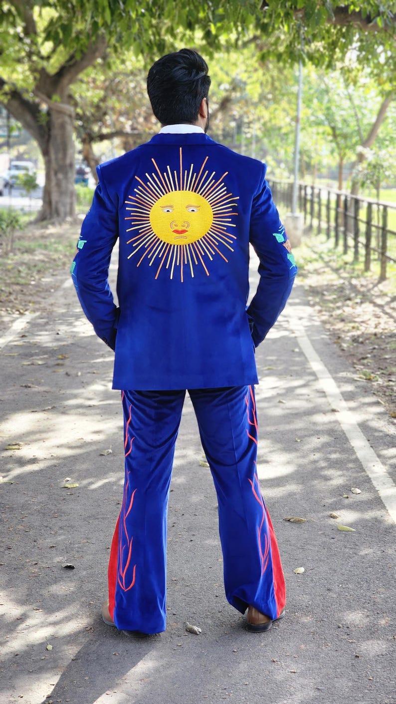 0054 Men Custom Made Royal Blue Velvet 2pc Suit Country Western Hand ...