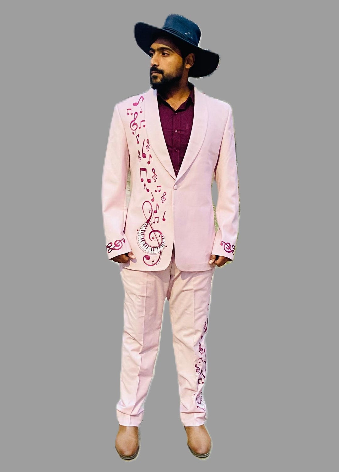 Musical Note Embroidered Pant Suit, Country Western Rhinestone Outfit ...