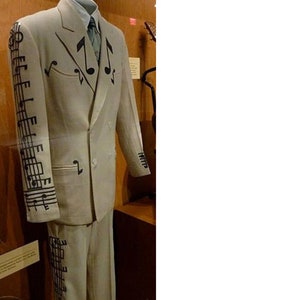 Men Custom Made White Cotton 2pc Suit Country Western Music Note Hand ...