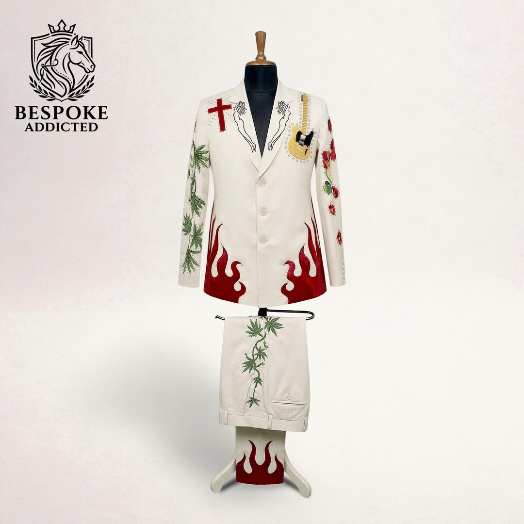 Bespoke Ivory Flame Statement Coat –embroidered Artistic 2pc Set - Etsy