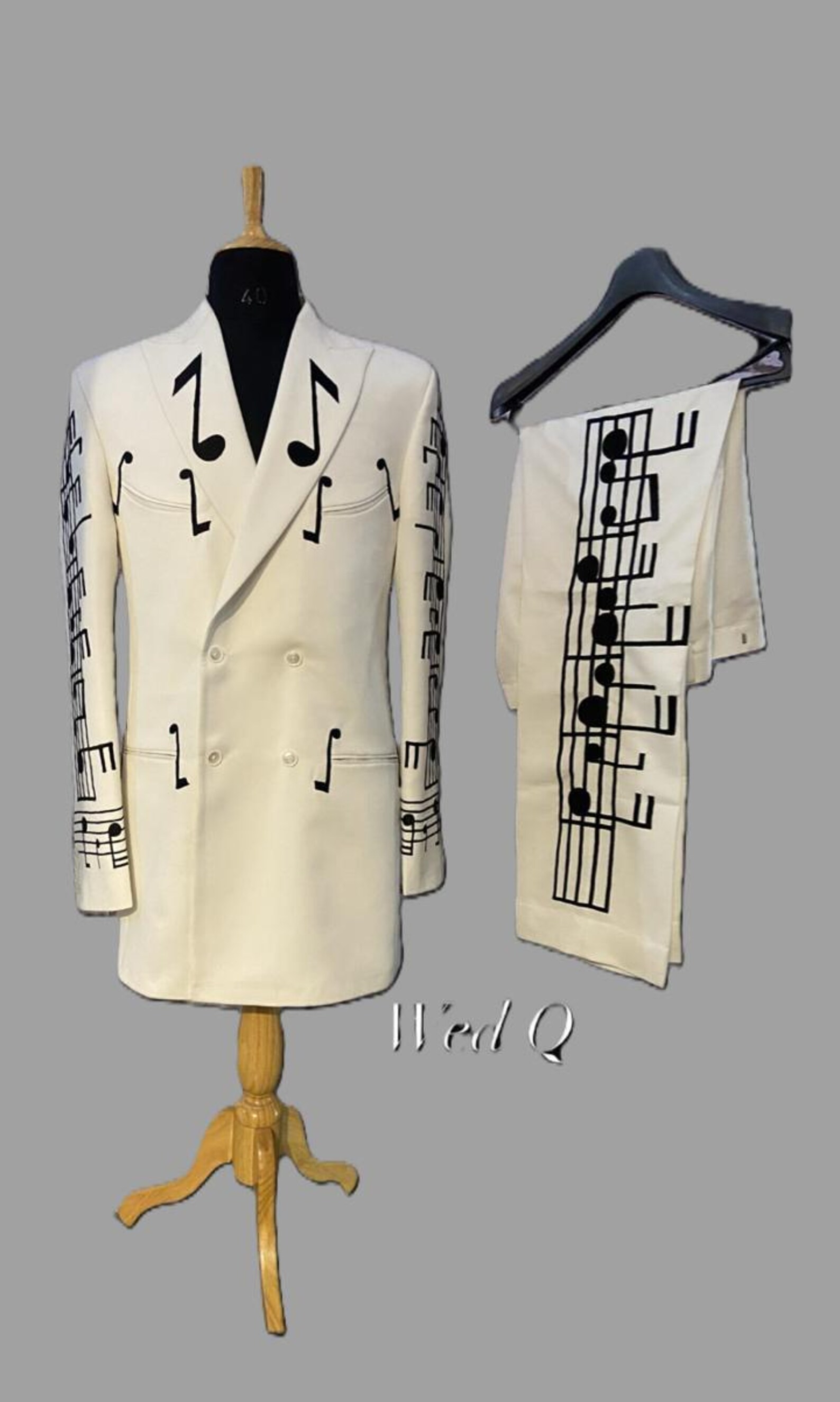Customized 2pcs Musical Embroidered Men Suits White Country Western ...