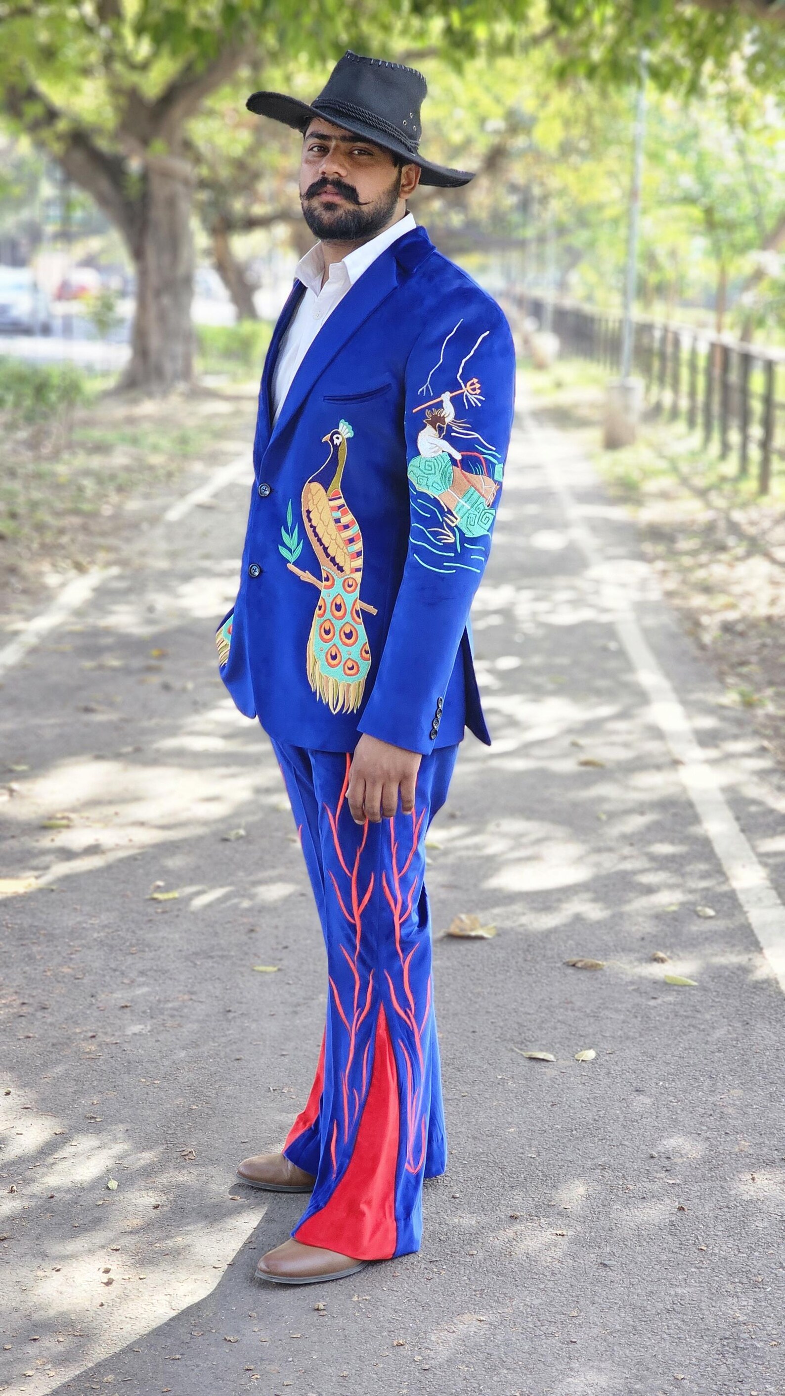 Men Custom Made Royal Blue Velvet 2pc Suit Country Western Hand ...