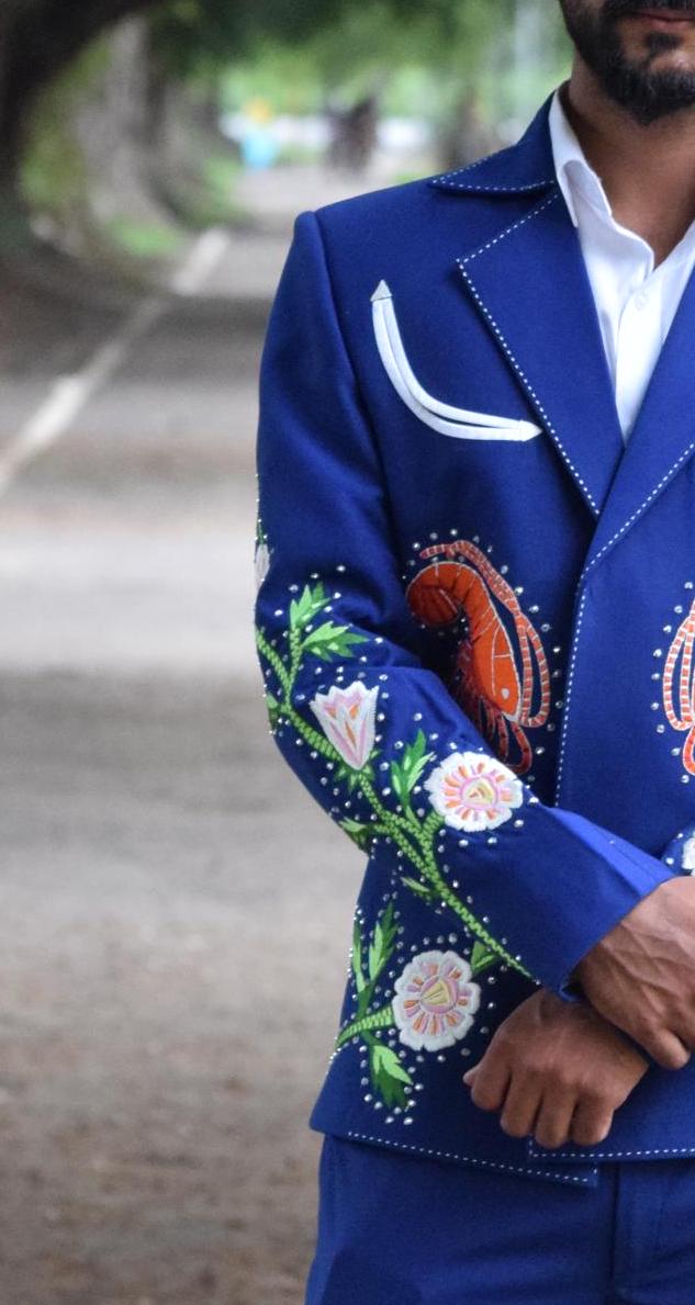 Men Custom Made Blue 2pc Suit Country Western Suits Hand Embroidered ...