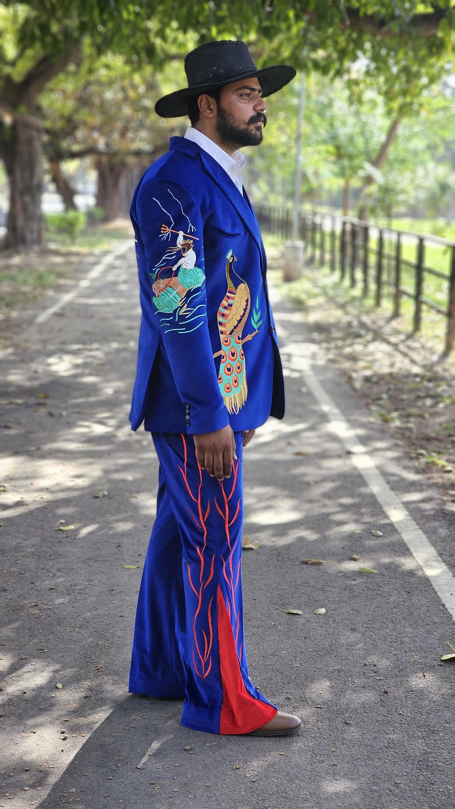 Men Custom Made Royal Blue Velvet 2pc Suit Country Western Hand ...