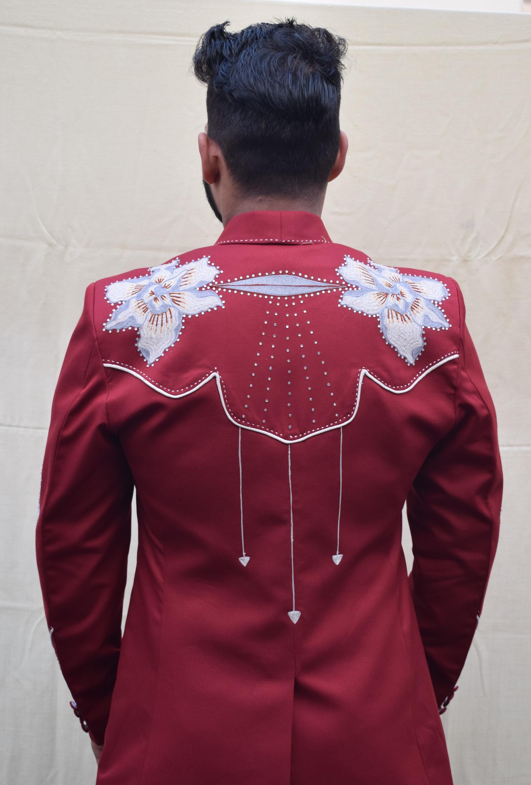 Men Custom Made Maroon Red Cotton 2pc Suit Country Western Hand ...