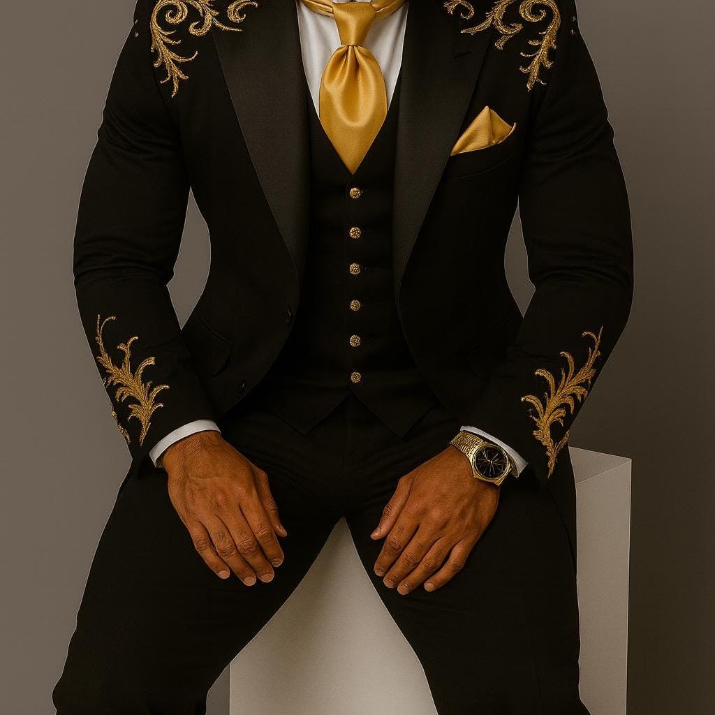 Men Blackgold Suit Country Western Suits Embroidered Outfit - Etsy