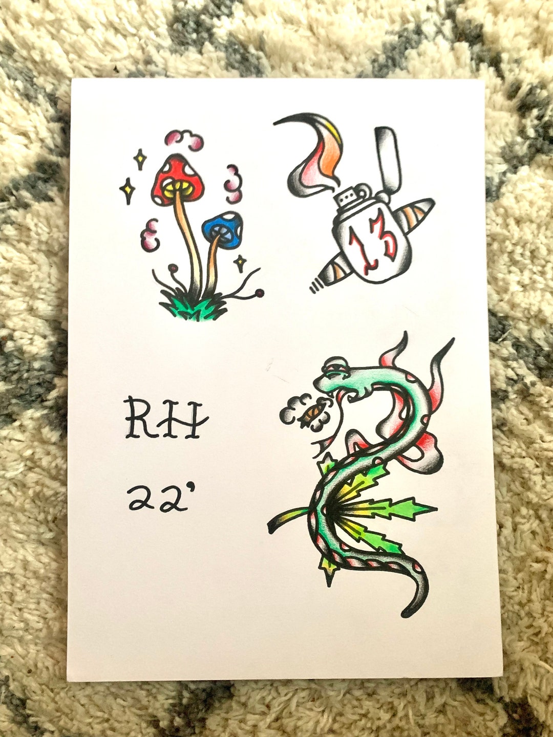 Hand Painted Tattoo Flash - “stay Stoned”. RH 22’ - Etsy