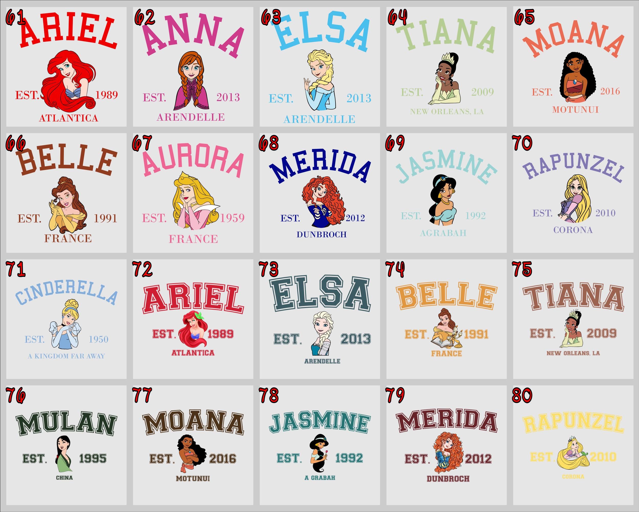 Disney Princess Characters DTF Transfers, Little Mermaid Princess Ariel ...