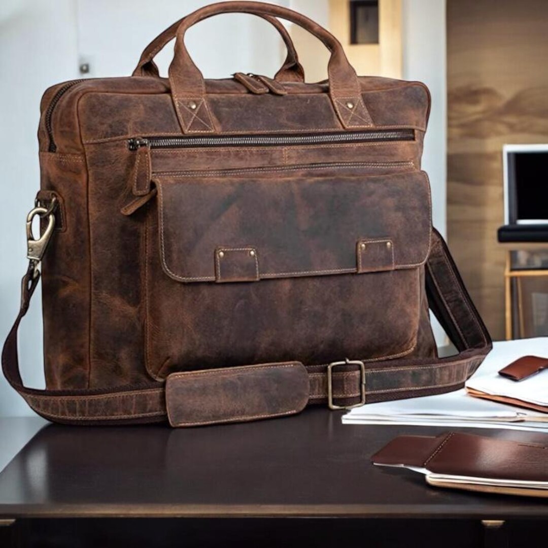 Personalized Leather Briefcase Laptop Messenger Bags for Men and Women ...