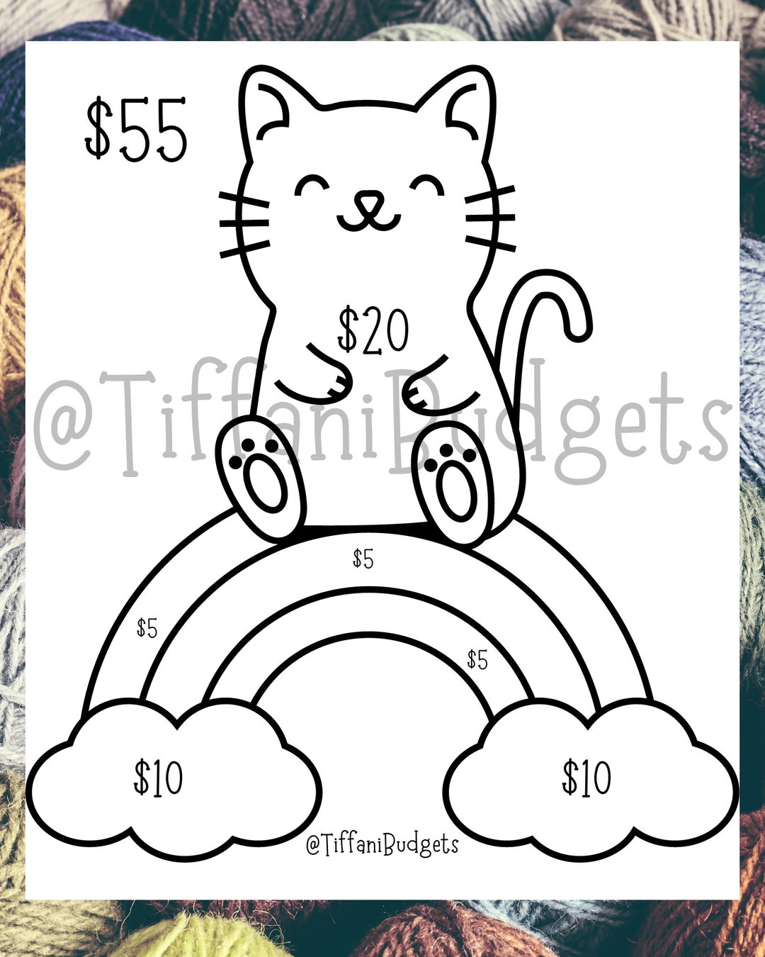 Color Savings Challenge Cat Rainbow Digital Download - Etsy