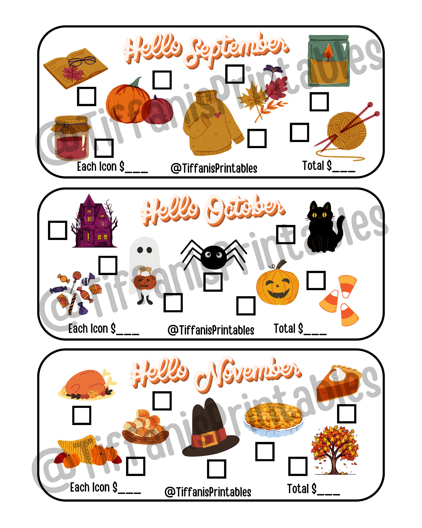 Hello Fall Savings Challenges - Etsy