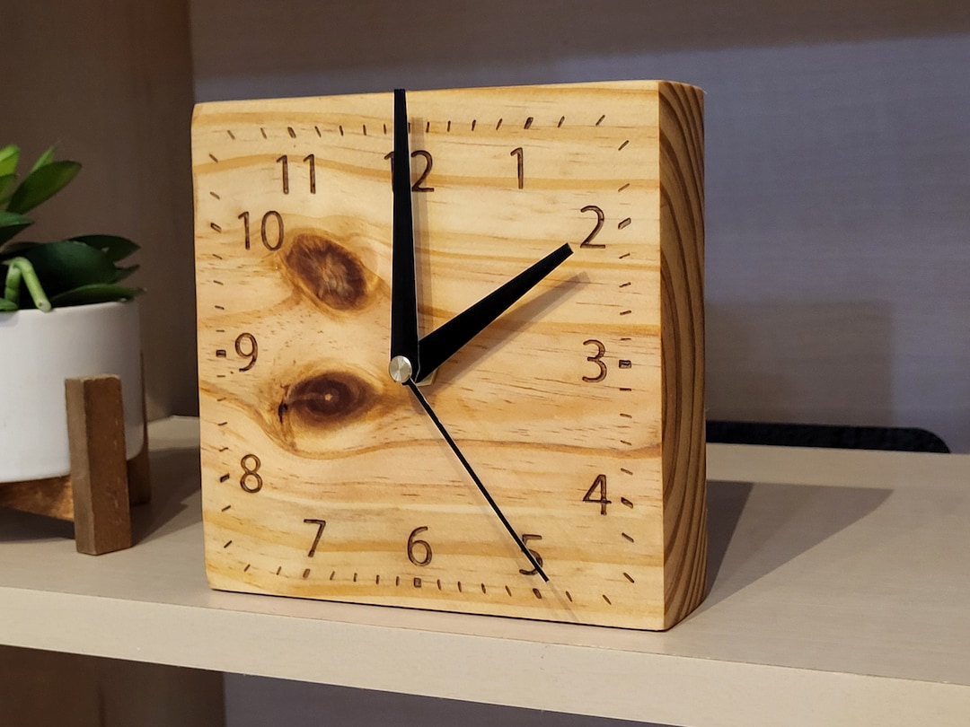 Square Wood Rustic Clock - Etsy