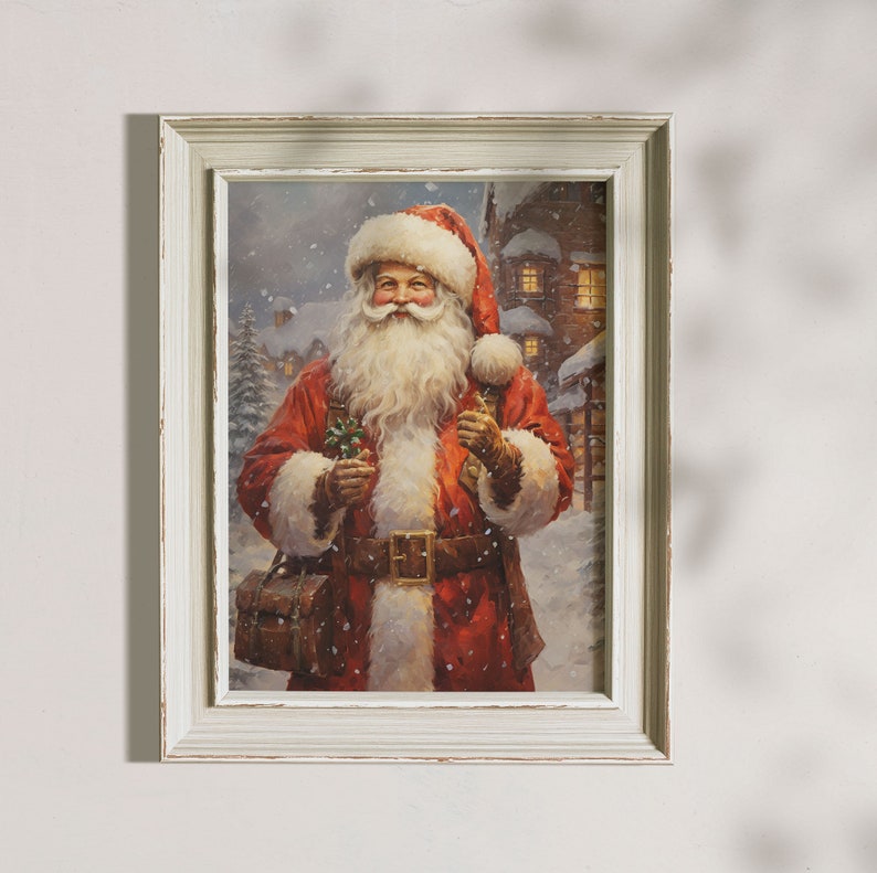 Vintage Santa Claus Christmas Wall Art | Holiday Decor Printable ...