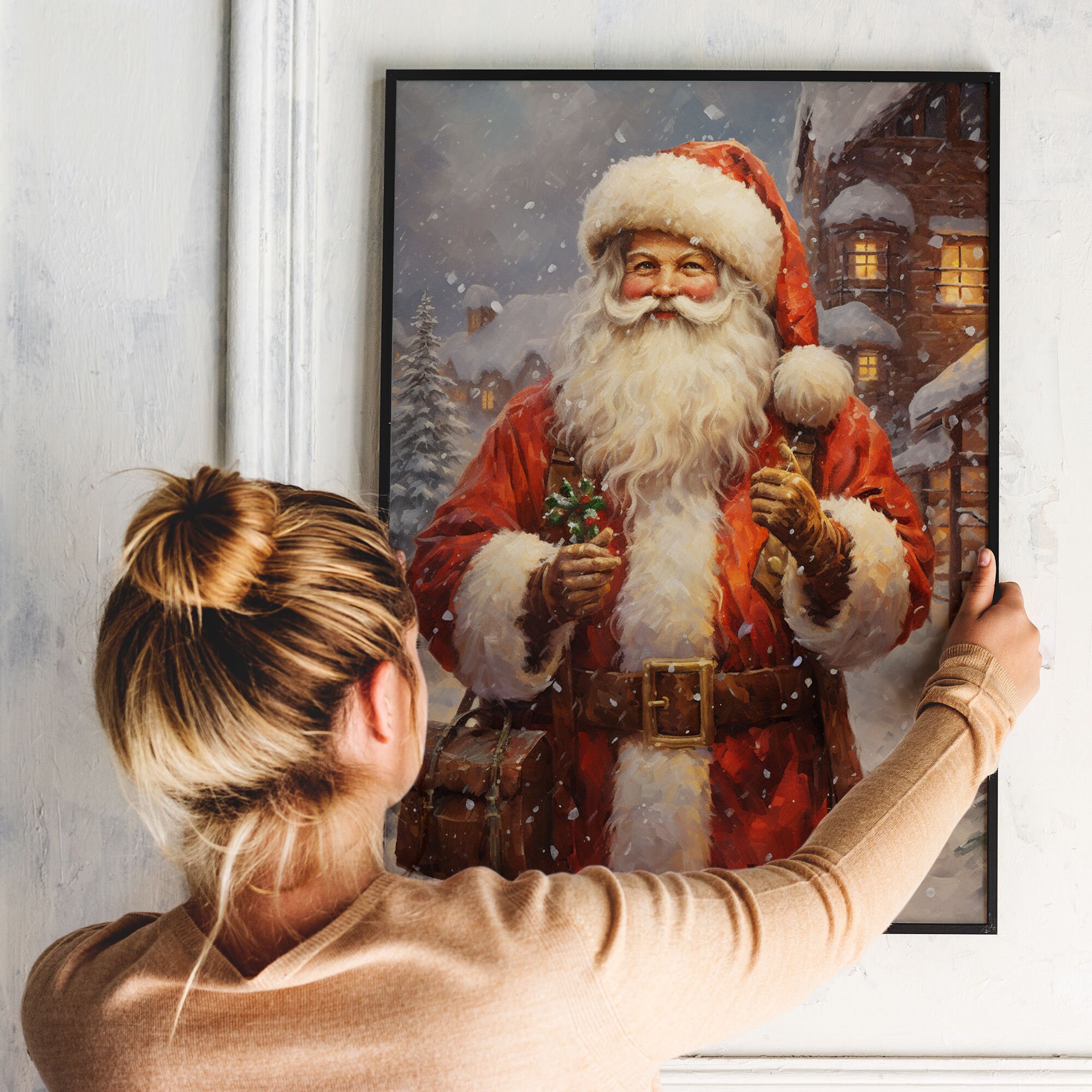 Vintage Santa Claus Christmas Wall Art | Holiday Decor Printable ...